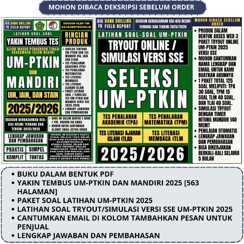 Jual LATIHAN SOAL SIMULASI UM-PTKIN VERSI SSE 2025 (TRYOUT UMPTKIN 2025) | Shopee Indonesia