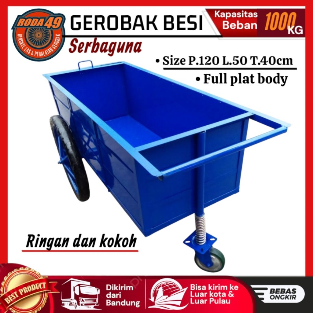 Jual Gerobak Besi/Gerobak Dorong Serbaguna Full Plat Besi ukuran ...
