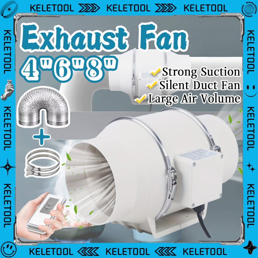 Jual Portable Exhaust Fan Dinding Kamar 4"6"8" Inline Ducted Fan Blower ...