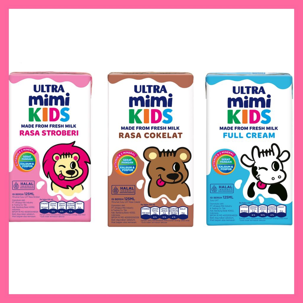 Jual susu Ultra Mimi kids milk Kotak 125ml cokelat stroberi vanila ...