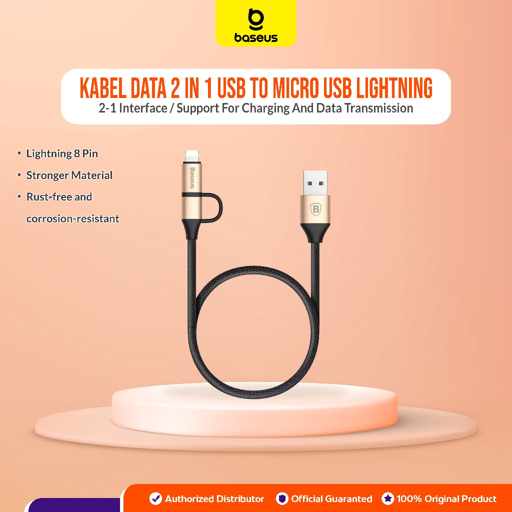 Jual BASEUS Kabel Data 2 in 1 USB to Micro USB Lightning Iphone Cable ...