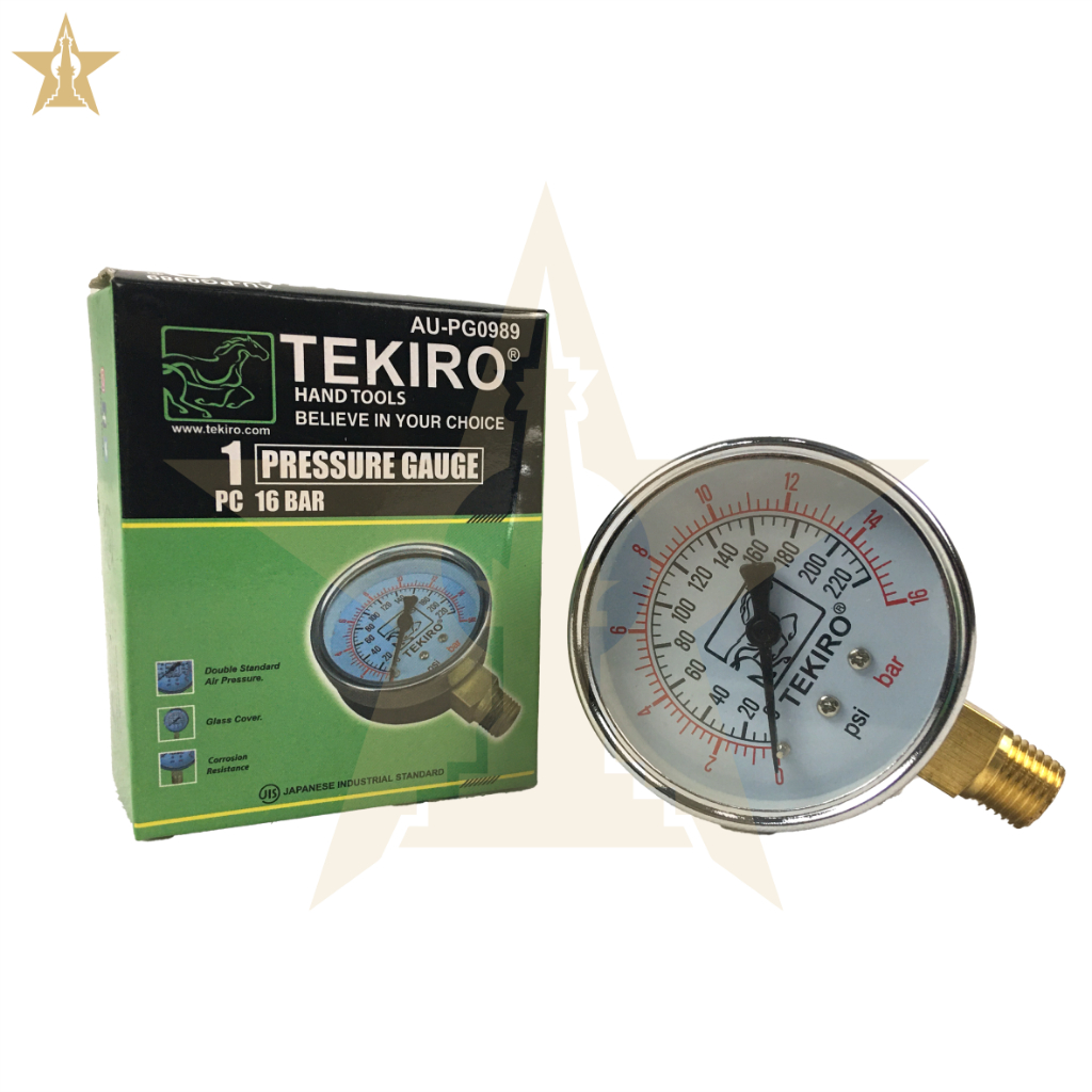 Jual TEKIRO Alat Ukur Tekanan Angin 16 Bar 2.5" / Air Pressure Gauge 16 ...