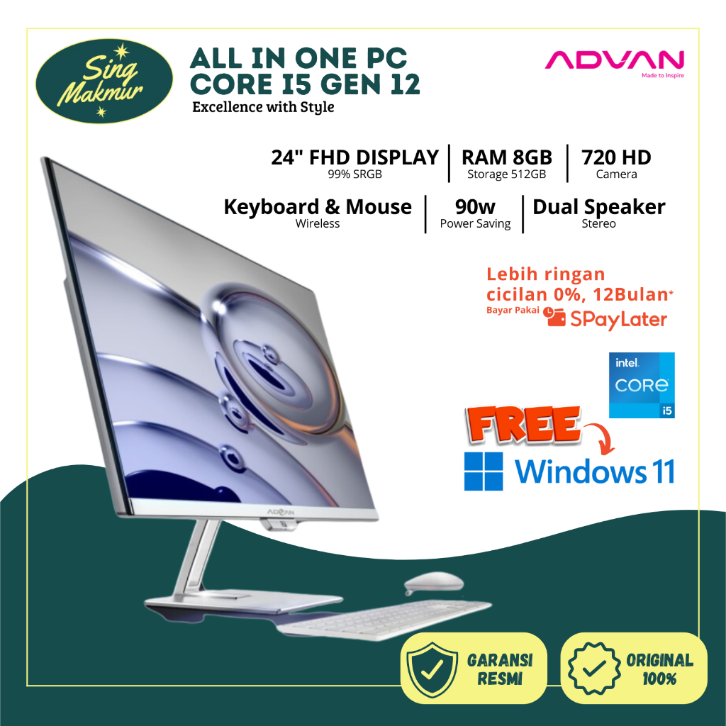 Jual Advan All In One PC AIO One PC Intel i3 gen 12 i5 gen 12 Windows ...