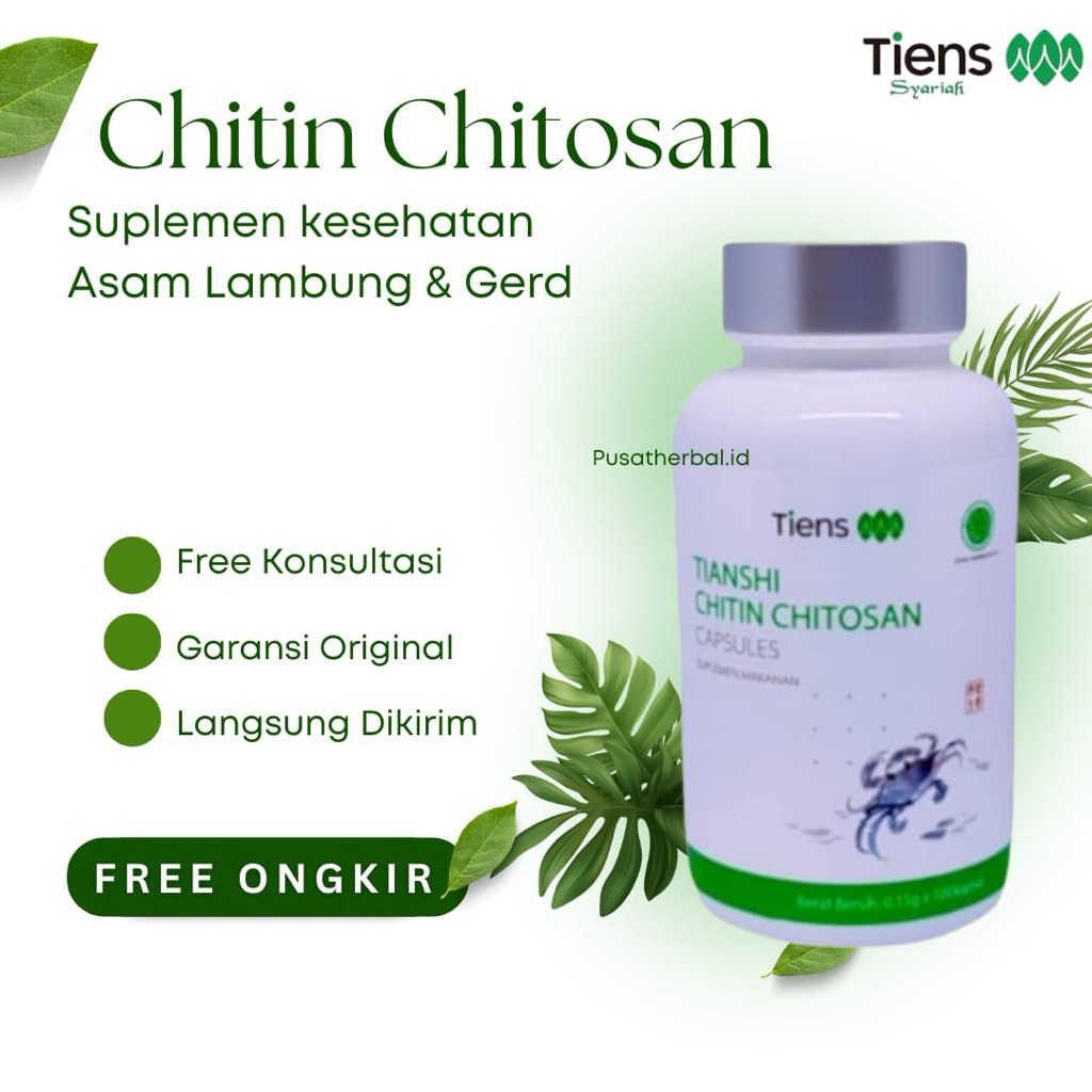 Jual TIANSHI CHITIN CHITOSAN 100 KAPSUL SUPLEMEN TIENS ASAM LAMBUNG ...