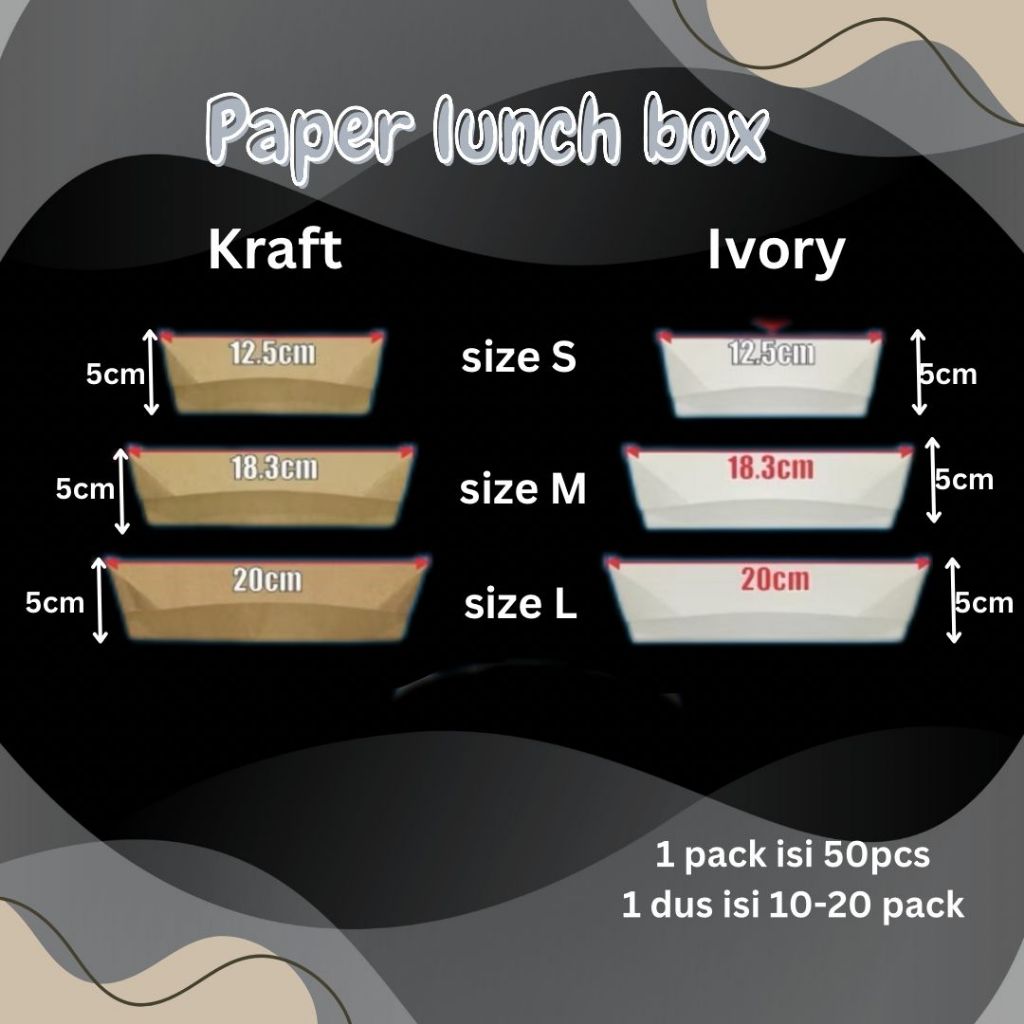 Jual Paper Lunch Box HALAL Tebal Putih Uk S M L Kraft Coklat Food Tray Laminasi Kotak Makan Pack ...