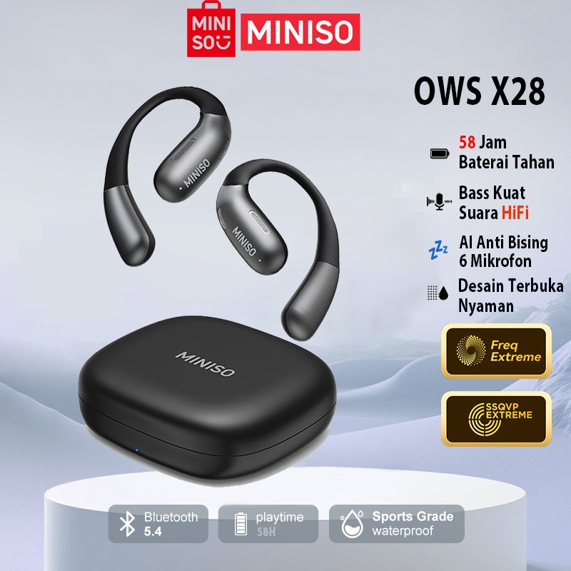 Jual MINISO X28 Bluetooth Headset OWS Earphone Bluetooth 5.4 Desain ...