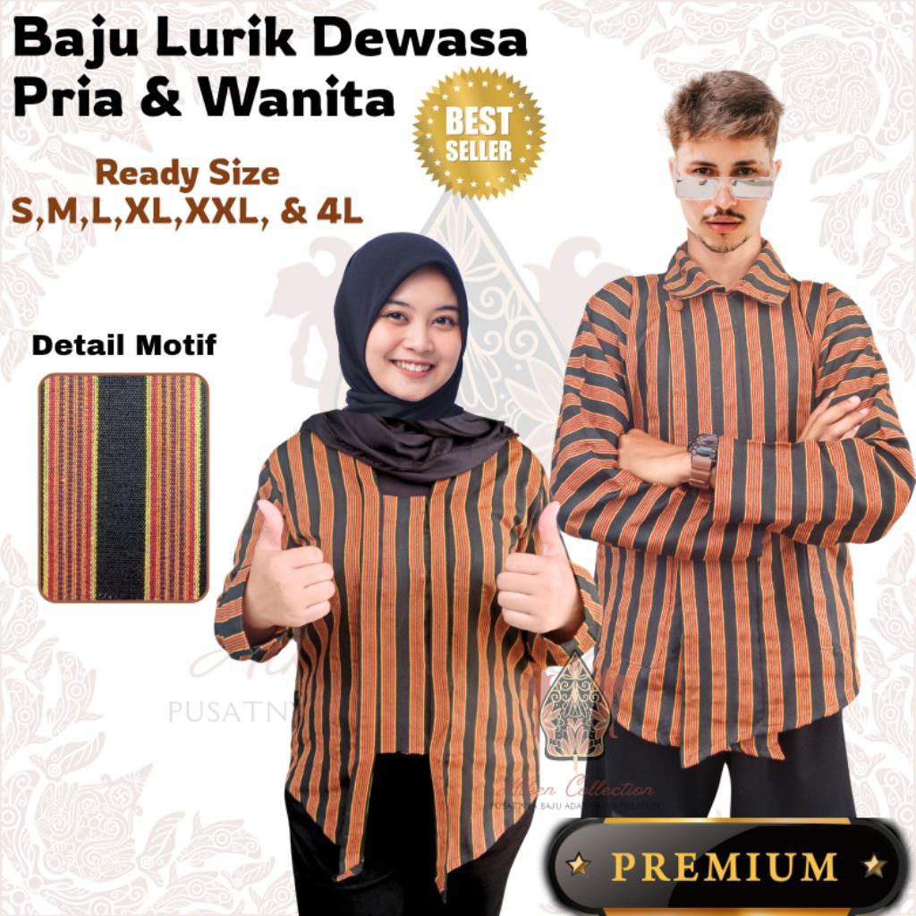 Jual Ready Siap Kirim!!! Baju Adat Jawa Lurik Dewasa Pria Baju Lurik Adat Jawa Dewasa Wanita ...