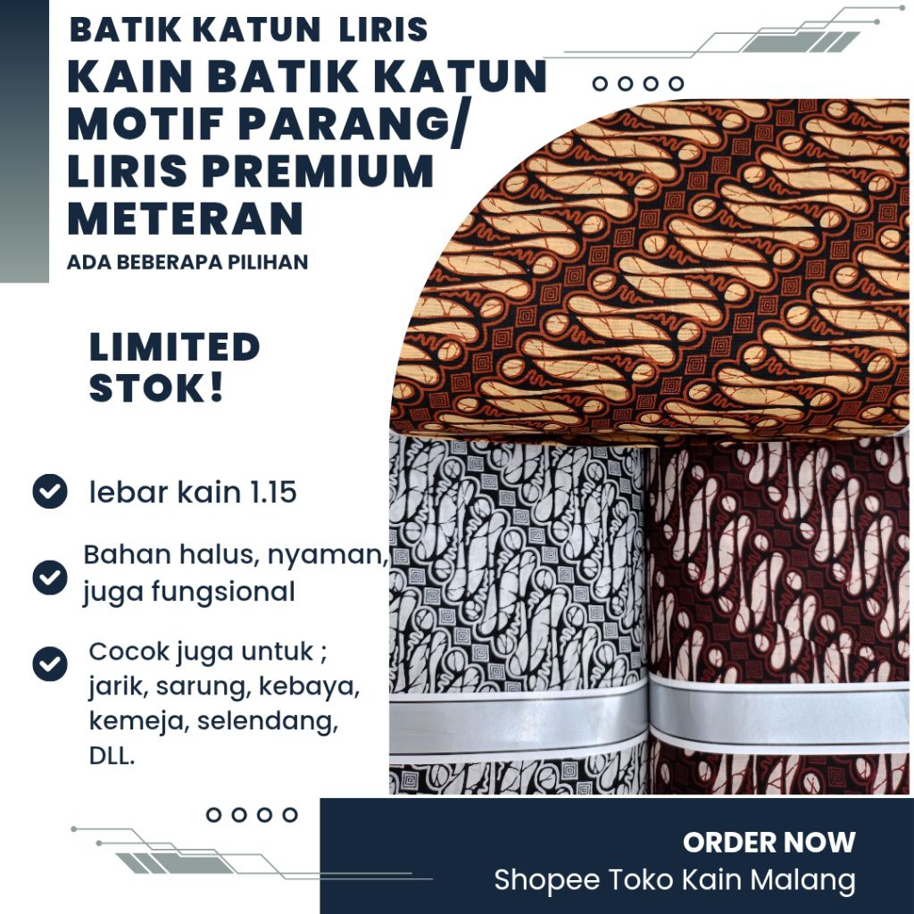 Jual KAIN BATIK (HAR PER SETENGAH METER) | KAIN BATIK PARANG COTTON ...