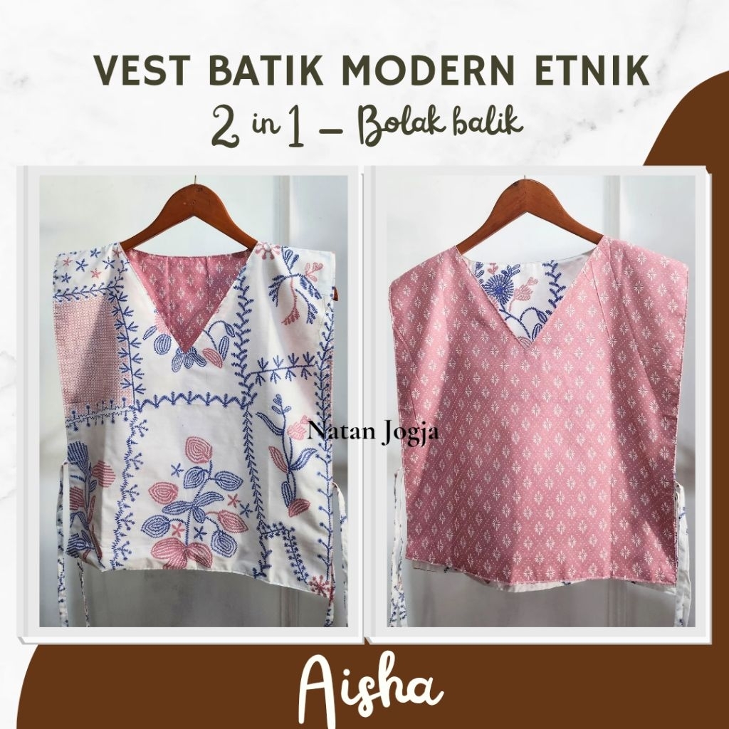 Jual VNJ01 | AISHA Vest / Rompi / Outer Batik Wanita Modern Etnik 2in1 ...