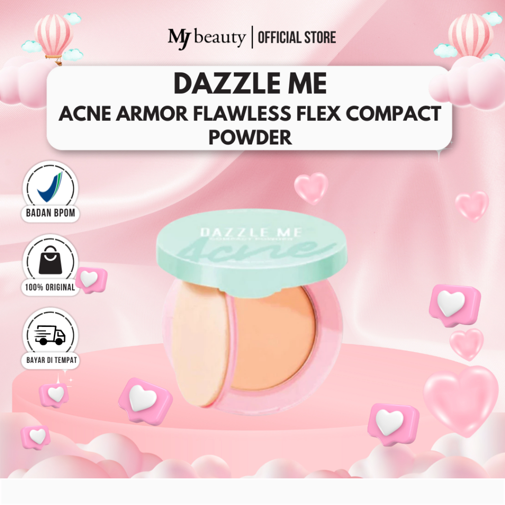 Jual DAZZLE ME Acne Armor Flawless Flex Compact Powder Bedak Padat ...