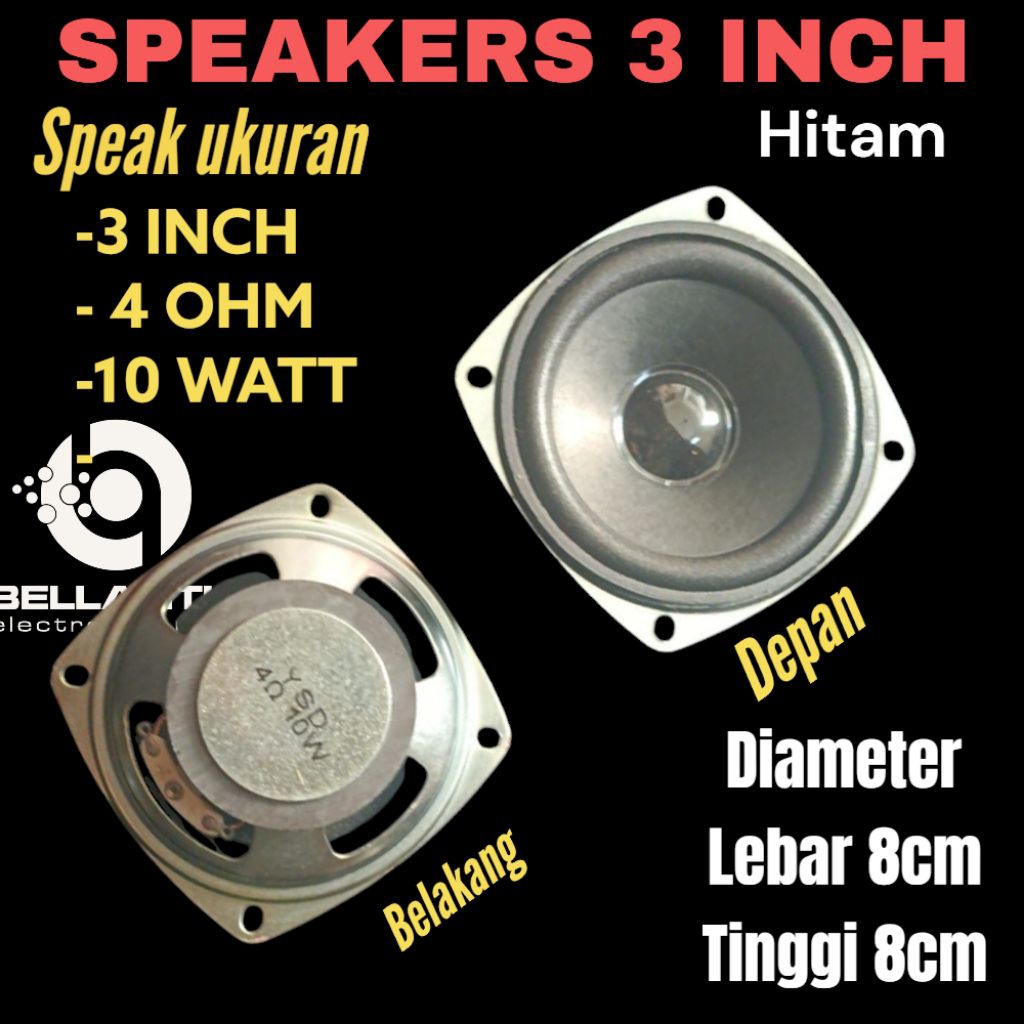 Jual SPEAKER AKTIF UKURAN 3 INCH 4 OHM 10 WATT WARNA HITAM | Shopee Indonesia