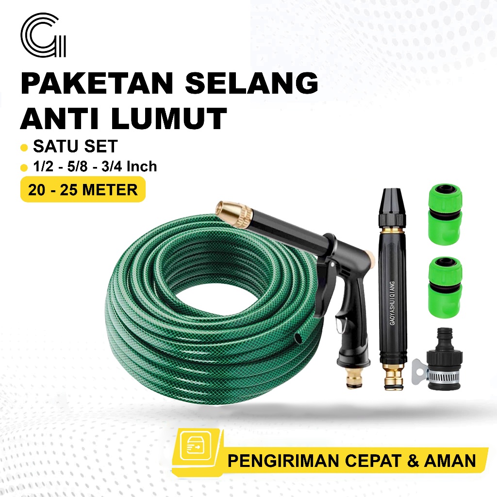 Jual SELANG GEMUK Selang Air 1/2 5/8 3/4 30 Meter Dengan Semprotan Air Model Pistol Selang Air ...
