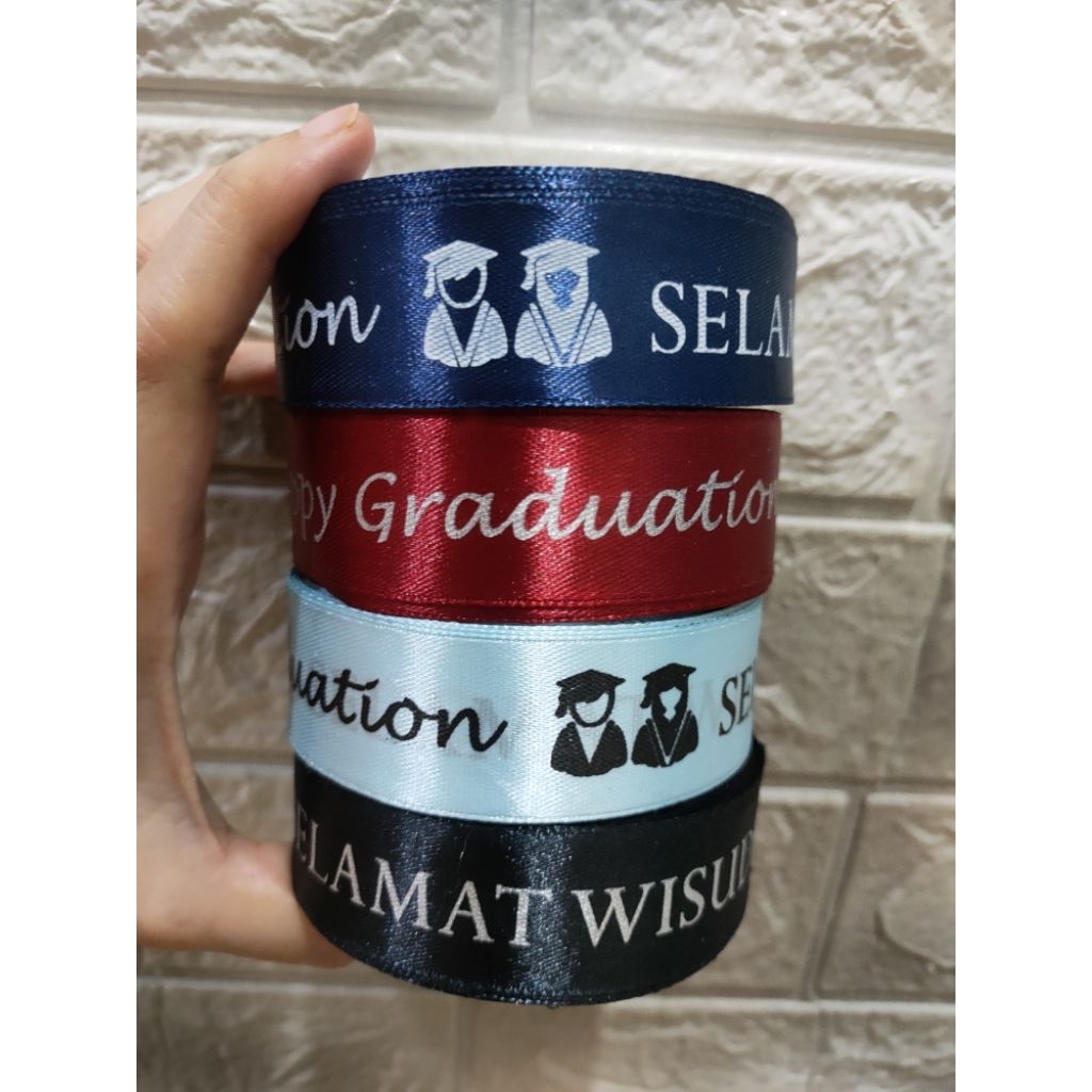 Jual (1 ROLL) PITA SATIN SELAMAT WISUDA GRADUATION PITA WISUDA ...