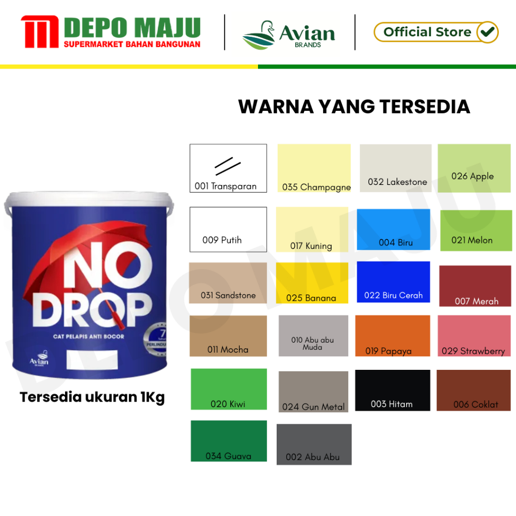 Jual CAT NO DROP + KUAS ADMIRAL 4'' - CAT NO DROP AVIAN Ikg- CAT NO ...