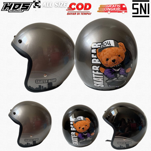 Jual Helm Bogo Vintage Klasik - Stylish, Motif Skater Bear, SNI, untuk ...