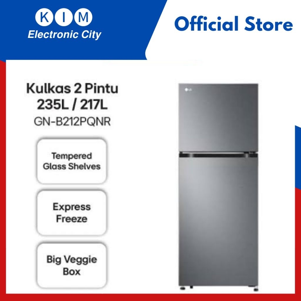 Jual LG Kulkas GN-B212PQNR 2 Pintu 235L / 217 - Shelf Tempered Glass - Express Freeze - Dark ...