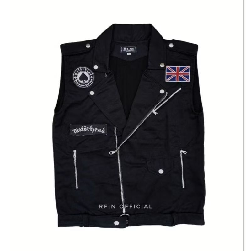 Jual WORTHMEAN ROMPI DOUBLE KERAH BLACK VEST COLLAR PUNK DENIM ...