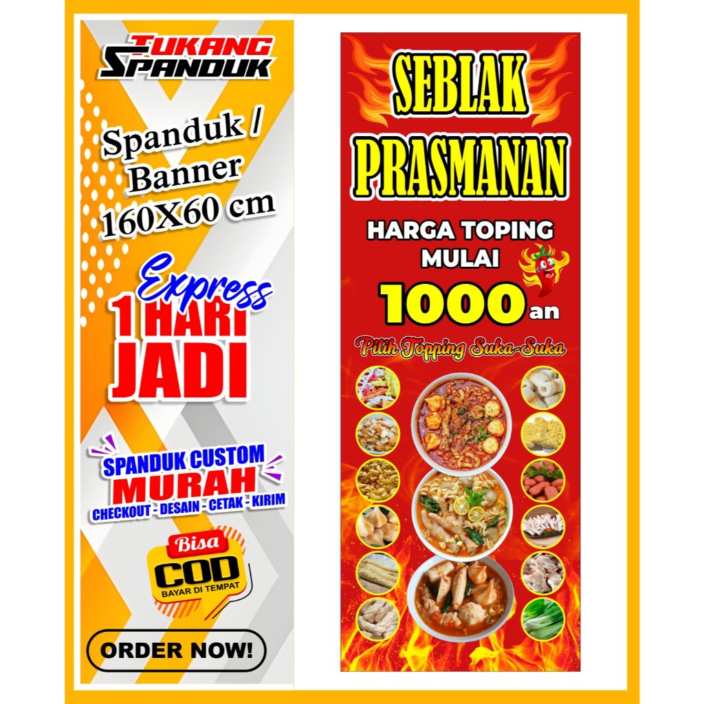 Jual Banner SEBLAK, Spanduk SEBLAK, ukuran 60x160 cm, COD / Banner ...