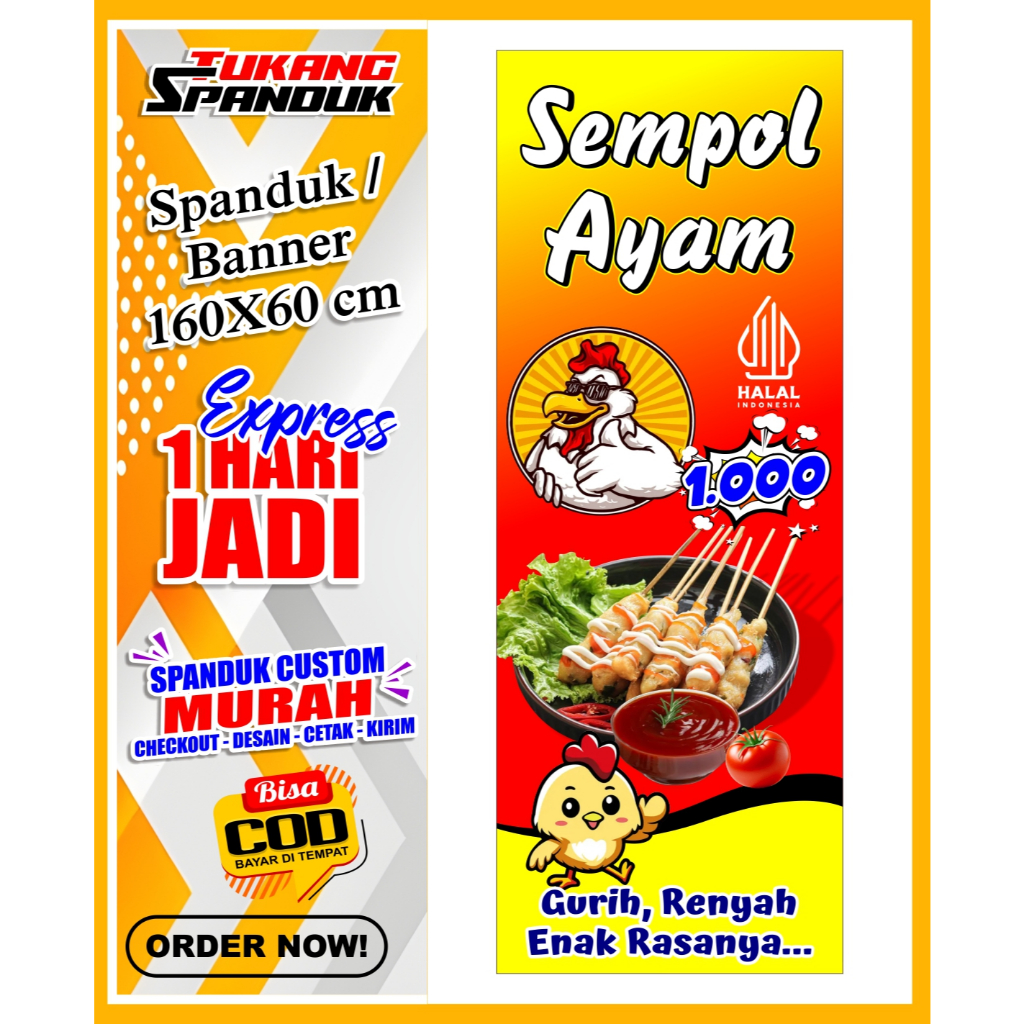 Jual Banner SEMPOL AYAM, Spanduk SEMPOL AYAM, ukuran 60x160 cm, COD ...