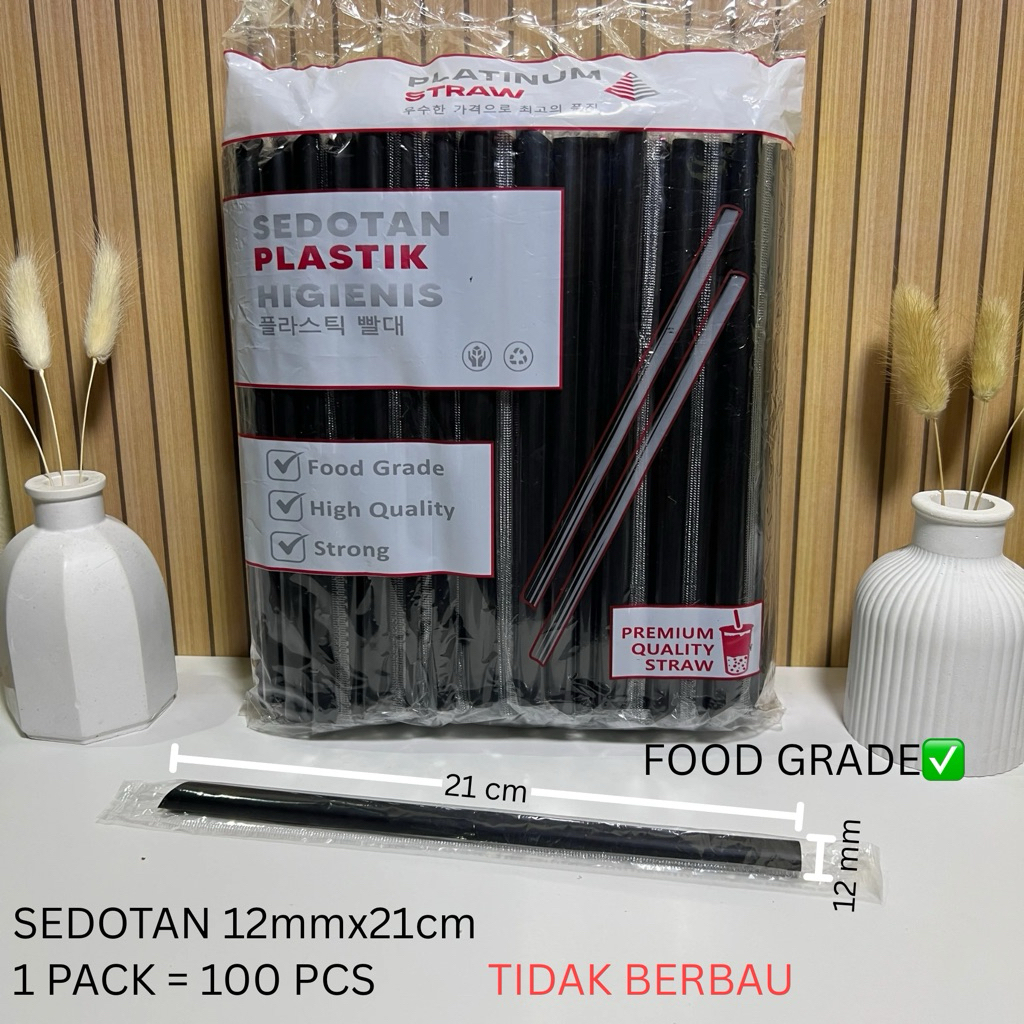 Jual Sedotan Plastik Hitam 12mm x 21cm / Sedotan Bubble,boba, Jus - Di ...
