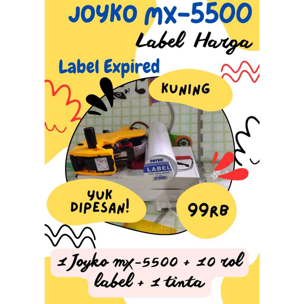 Jual KUNING PAKET Mesin Label Harga Joyko MX5500 1 Baris Plus Label 10 ...
