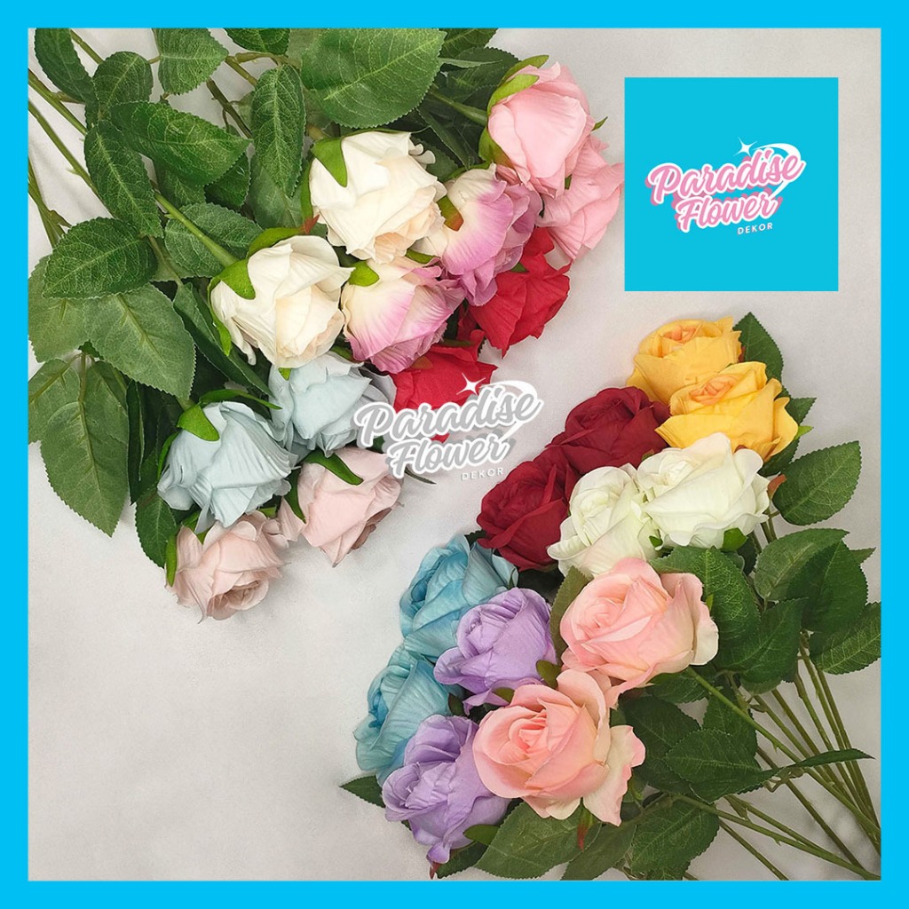 Jual Artificial Rose Bunga Mawar Palsu Single Rose Bunga Plastik Palsu ...