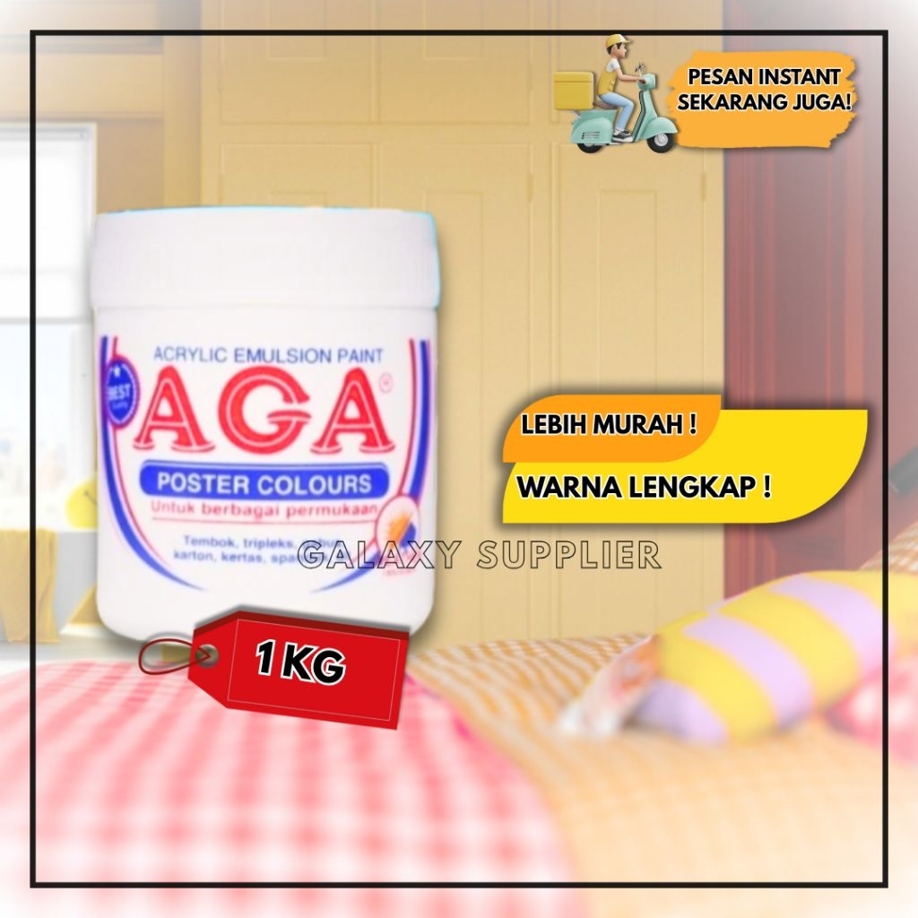 Jual AGA CAT TEMBOK / CAT POSTER 1 KG WARNA TERLENGKAP | Shopee Indonesia