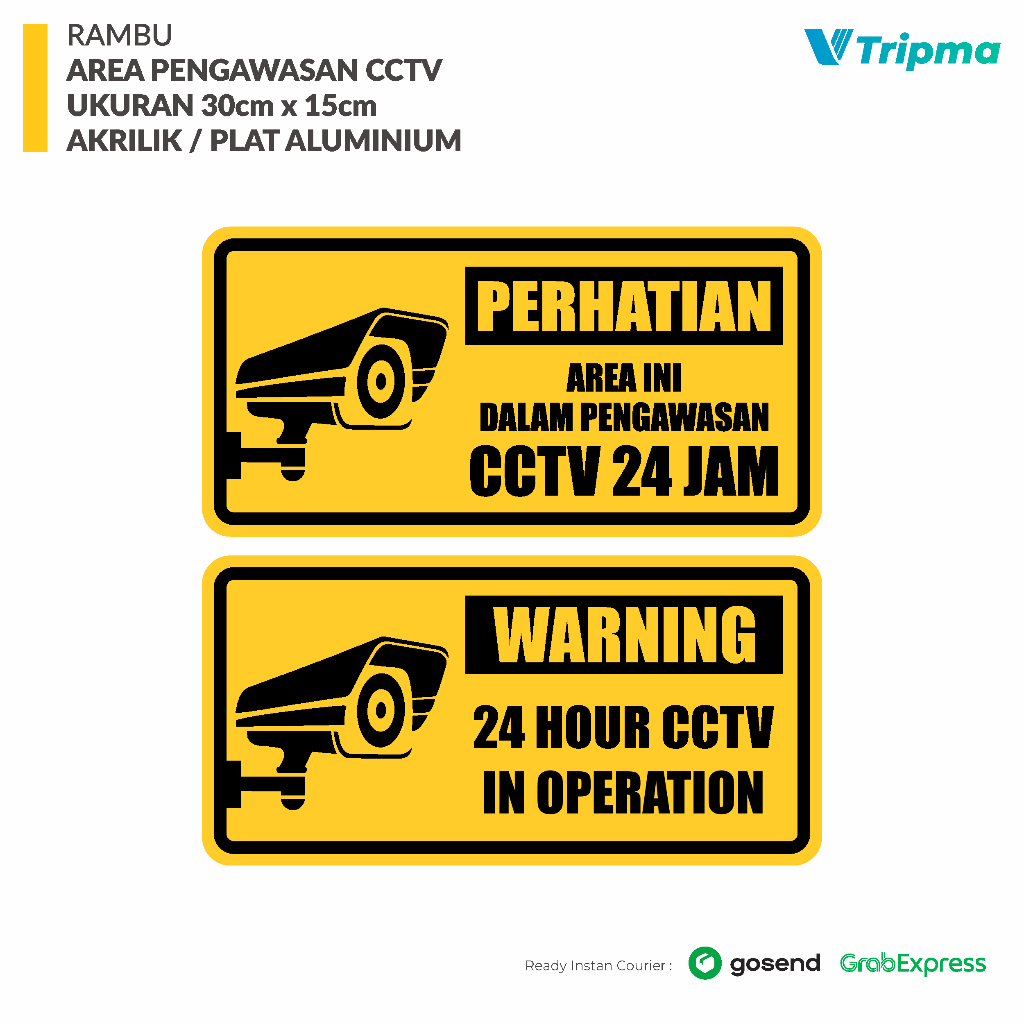 Jual Rambu Sign Pengawasan CCTV 24 Jam 30cm x 15cm Akrilik - Reflective ...