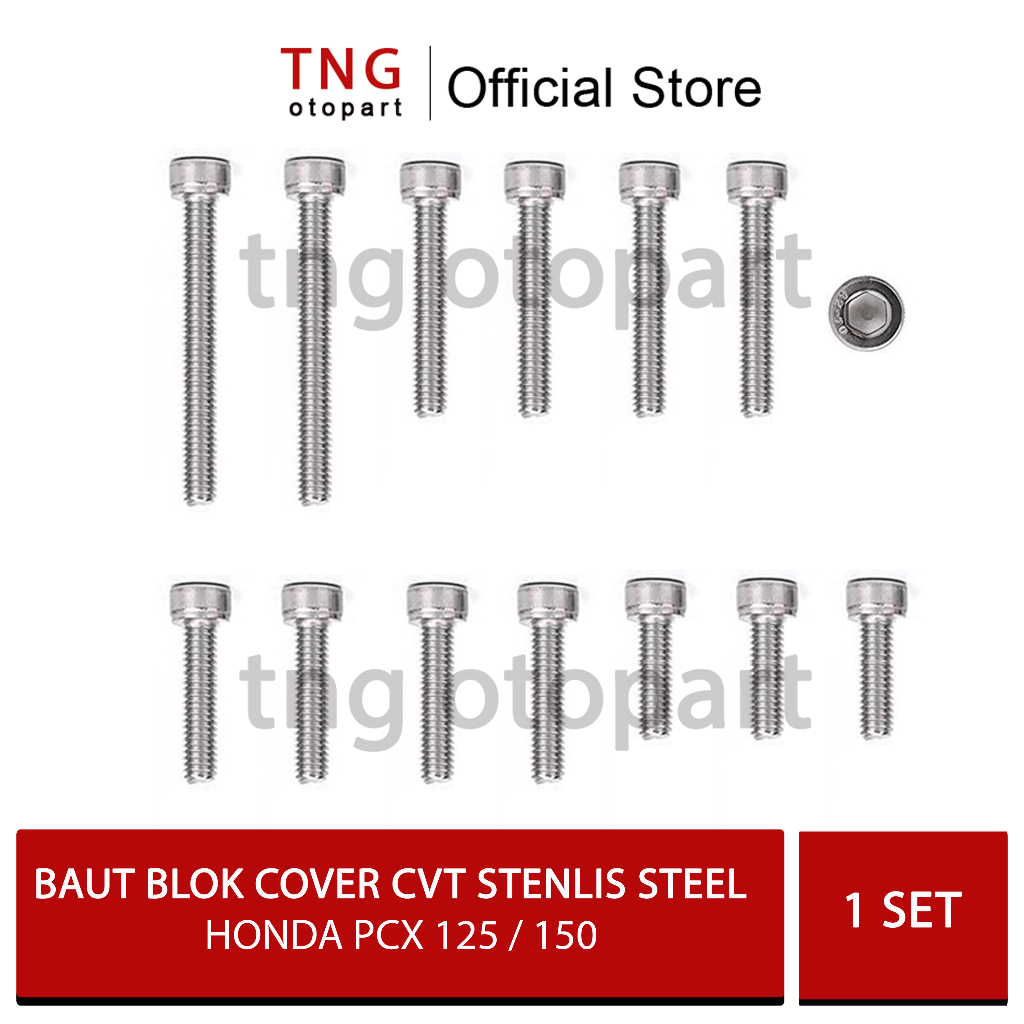 Jual Baut cover Blok Cvt Honda PCX 125 / 150 Stenlis steel / Baut Blok ...