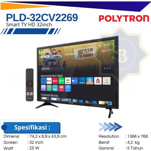 Jual POLYTRON LED TV 32 Inch HD Ready SMART TV PLD-32CV2269 | Shopee Indonesia