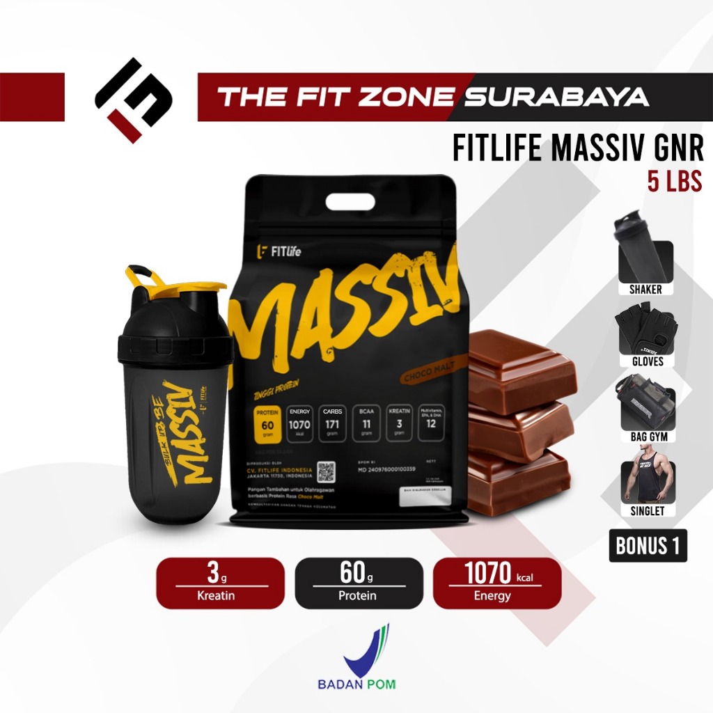 Jual FITLIFE Massiv Gainer 5 Lbs 2260 Gram (MPro Upgraded) Weight Mass ...