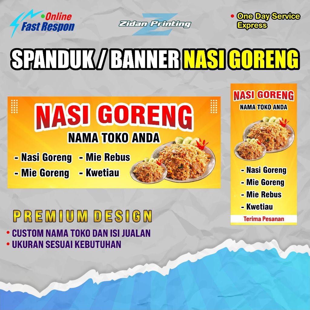 Jual banner spanduk nasi goreng custom bebas edit desain gambar isi ...