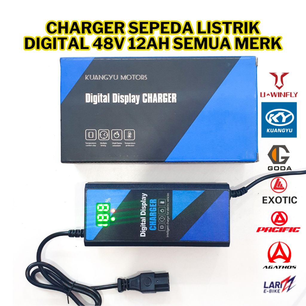 Jual Charger Sepeda Listrik Digital 48V 12AH Uwinfly Exotic Goda Kuangyu Pacific Universal Semua ...