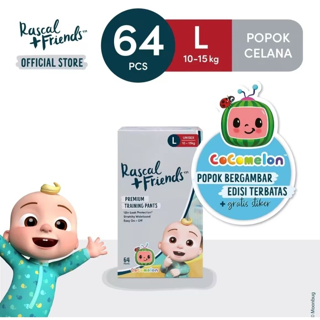 Jual Rascal + Friends x CoComelon Premium Diaper Pants (10-15kg) L64 ...