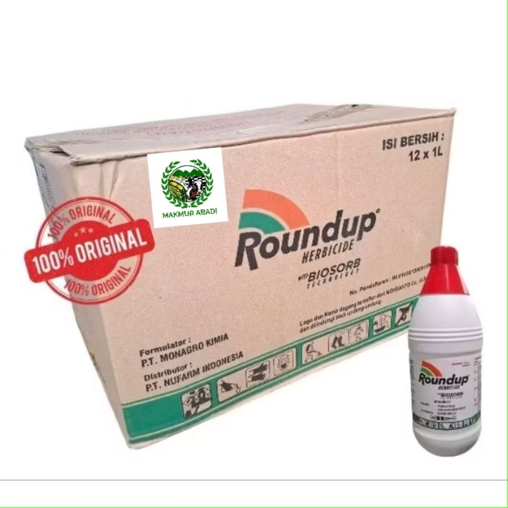 Jual 1 KARTON Roundup 486 SL Obat Pembasmi Rumput Liar 1 Liter Roundup ...