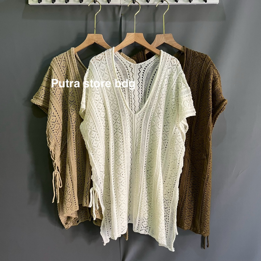 Jual moona vest jaring motif tali samping rompi rajut wanita outer rajut jaring | Shopee Indonesia