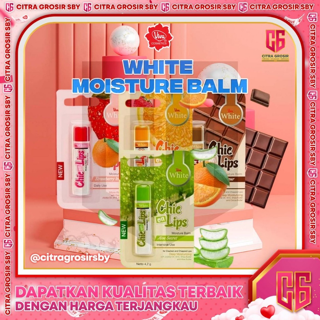 Jual VIVA White Moisture Balm Chic On Lips || with VIT E & UV FILTER ...