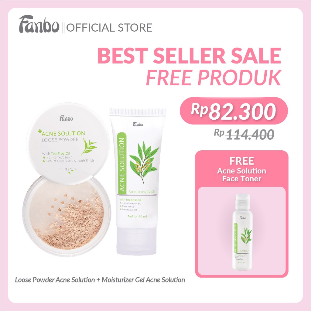 Jual Fanbo Paket Hemat Acne 2 (Moist + Loose Powder) Free Toner ...