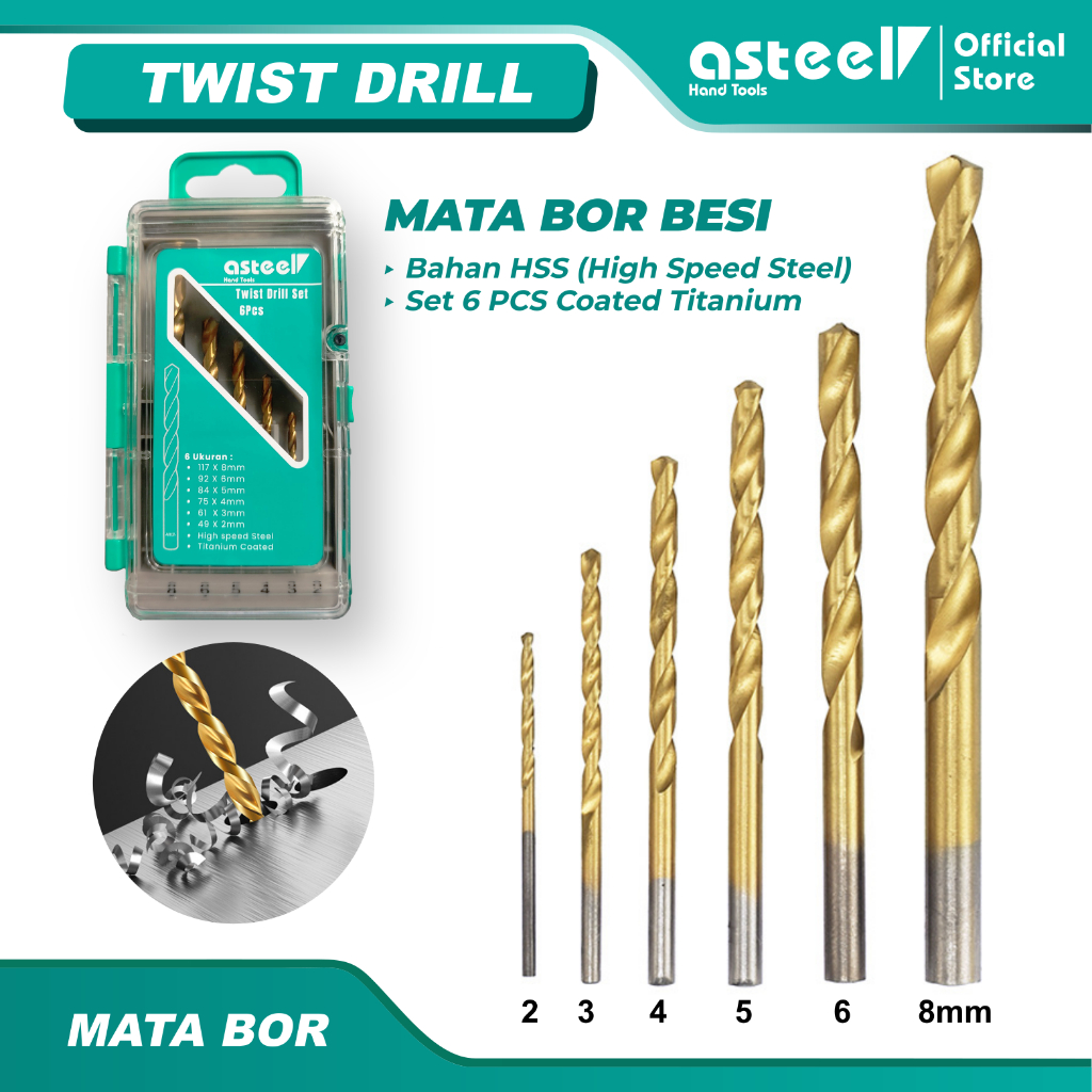 Jual ASTEEL Mata Bor Besi Hss Lapisan Titanium Baja Berkecepatan Tinggi ...