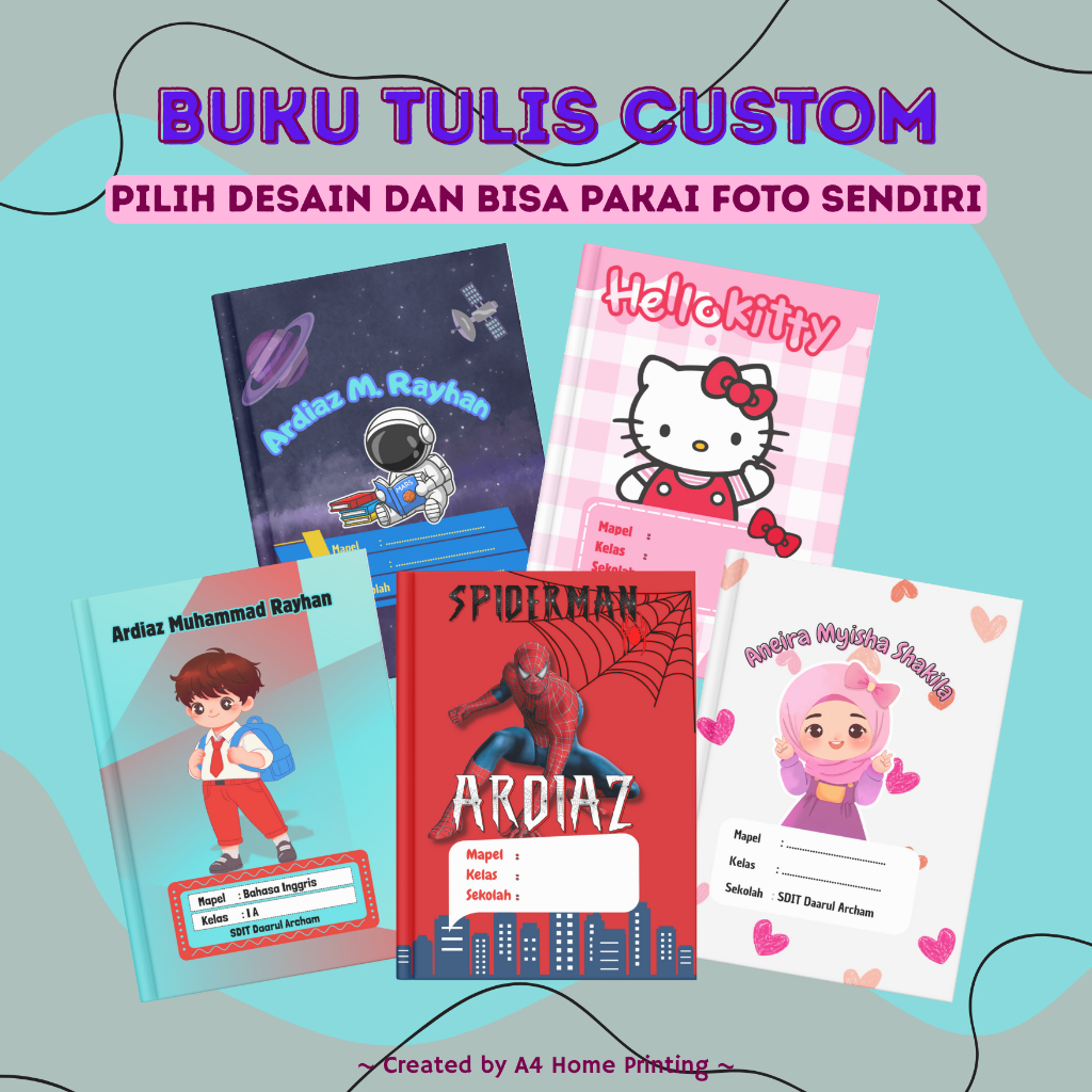 Jual Buku Tulis Custom Nama | Bisa Custom Pakai Foto Sendiri | Desain ...
