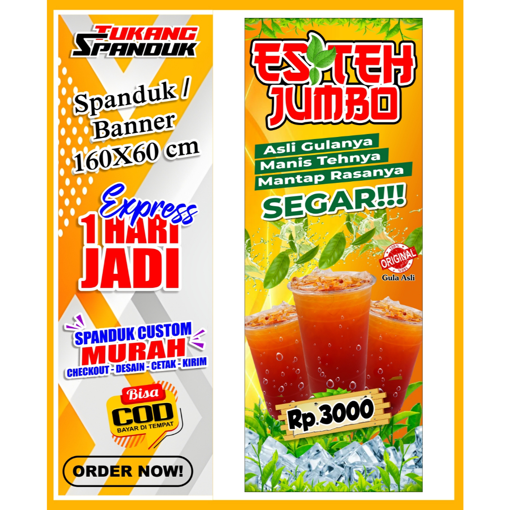 Jual Banner ES TEH JUMBO, Spanduk ES TEH, ukuran 60x160 cm, COD ...