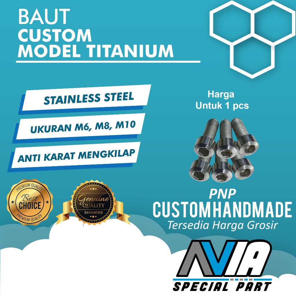Jual Baut Model Titanium Ukuran M6, M8, M10 Custom Handmade Thailand Nut Heng Cocok untuk ...