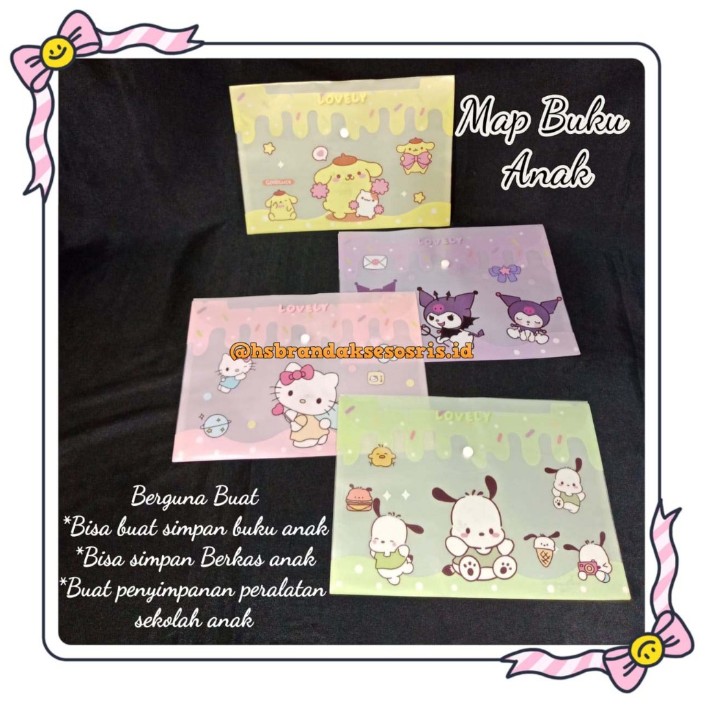 Jual MAP KANCING SANRIO UKURAN A4 /MAP UKURAN F4 / MAP SEKOLAH ANAK ...