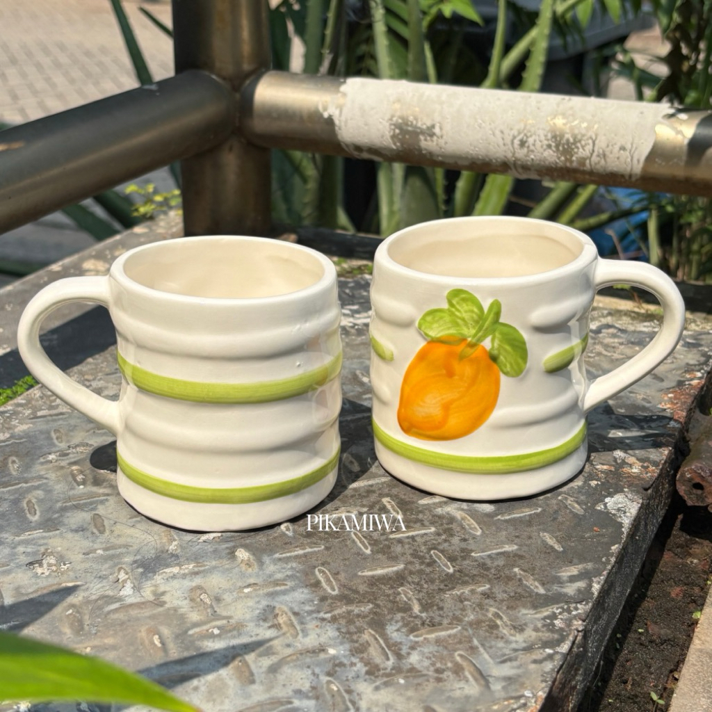 Jual 2 PCS FRESH MUG SET MUG KERAMIK gelas cantik gelas lucu motif buah ...