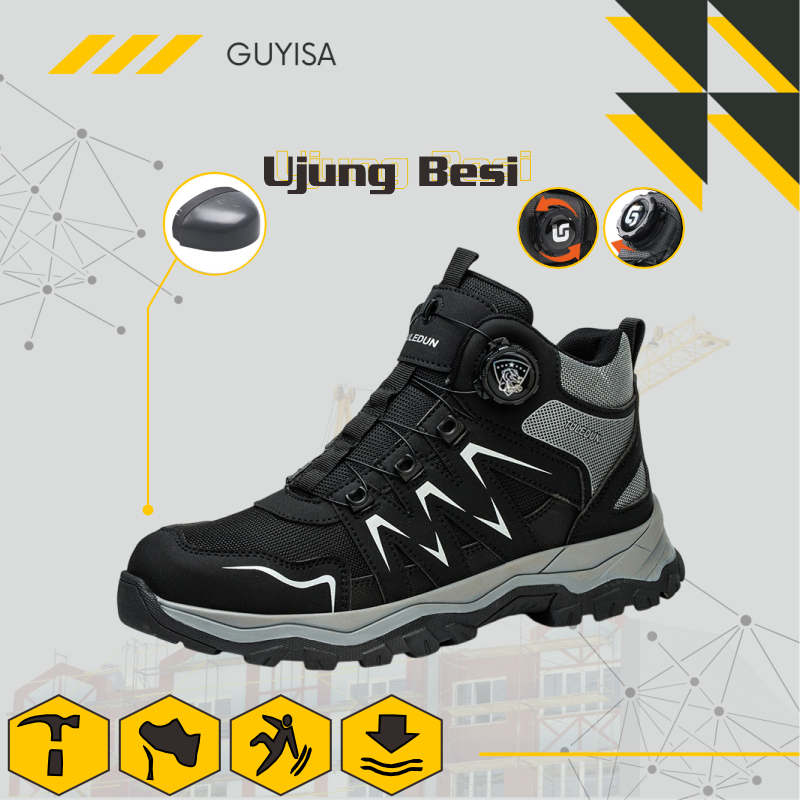 Jual Tuledun Sepatu Sneakers Safety Sport Swarty Black | Sepatu Safety ...
