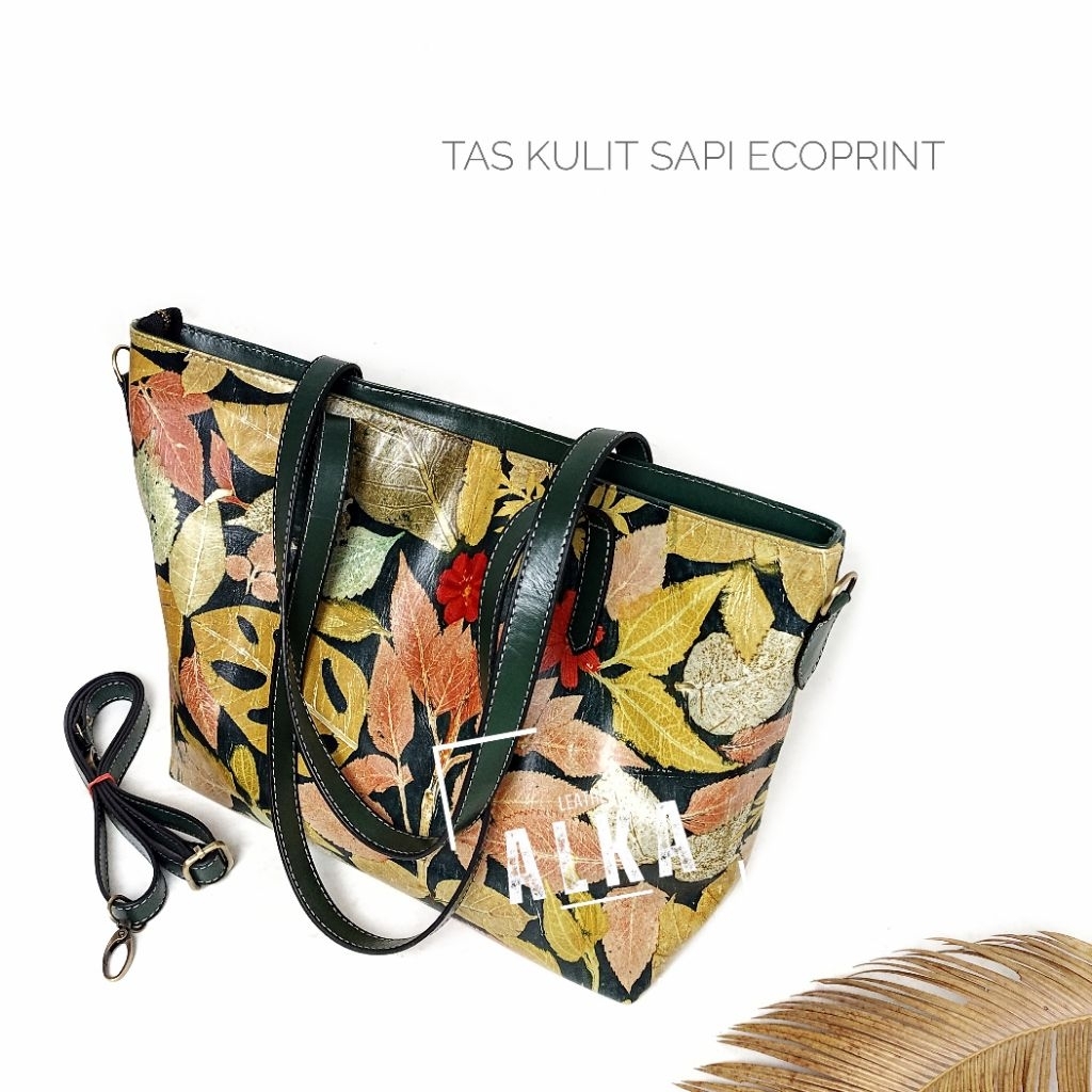 Jual Tas Kulit Ecoprint Tas Kulit Asli Tas Wanita Totebag size L ...