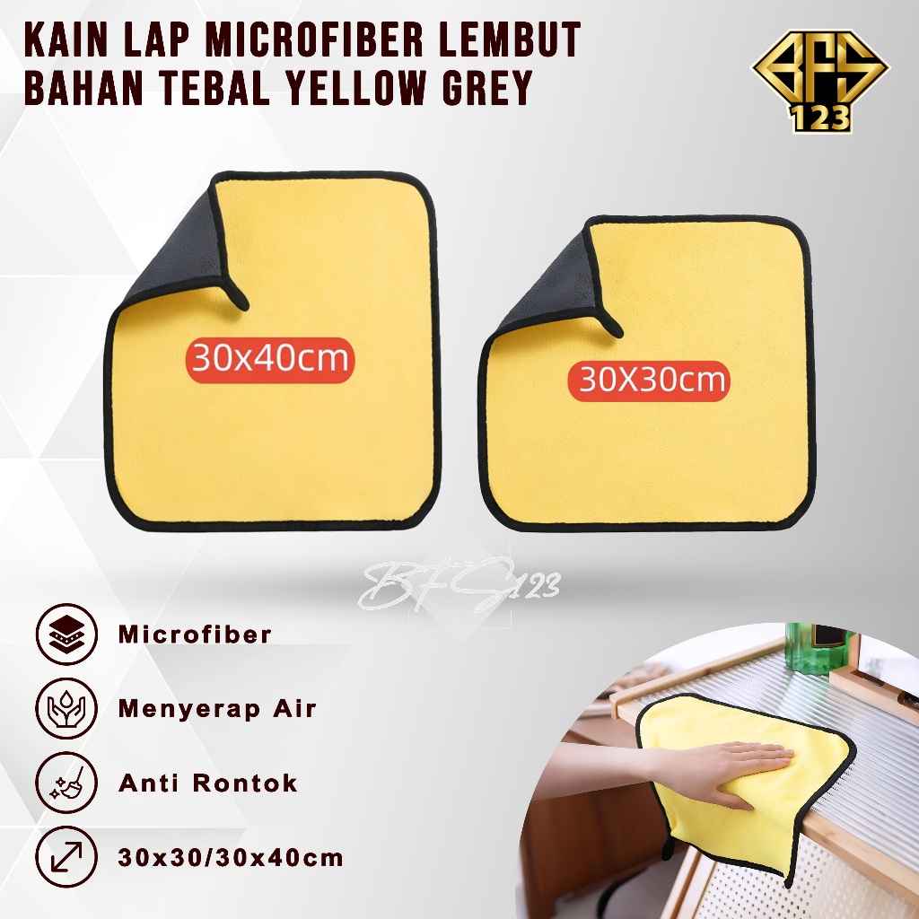 Jual Kain Lap Microfiber Serbaguna Bahan Tebal Yelow Grey Size 30x30Cm ...