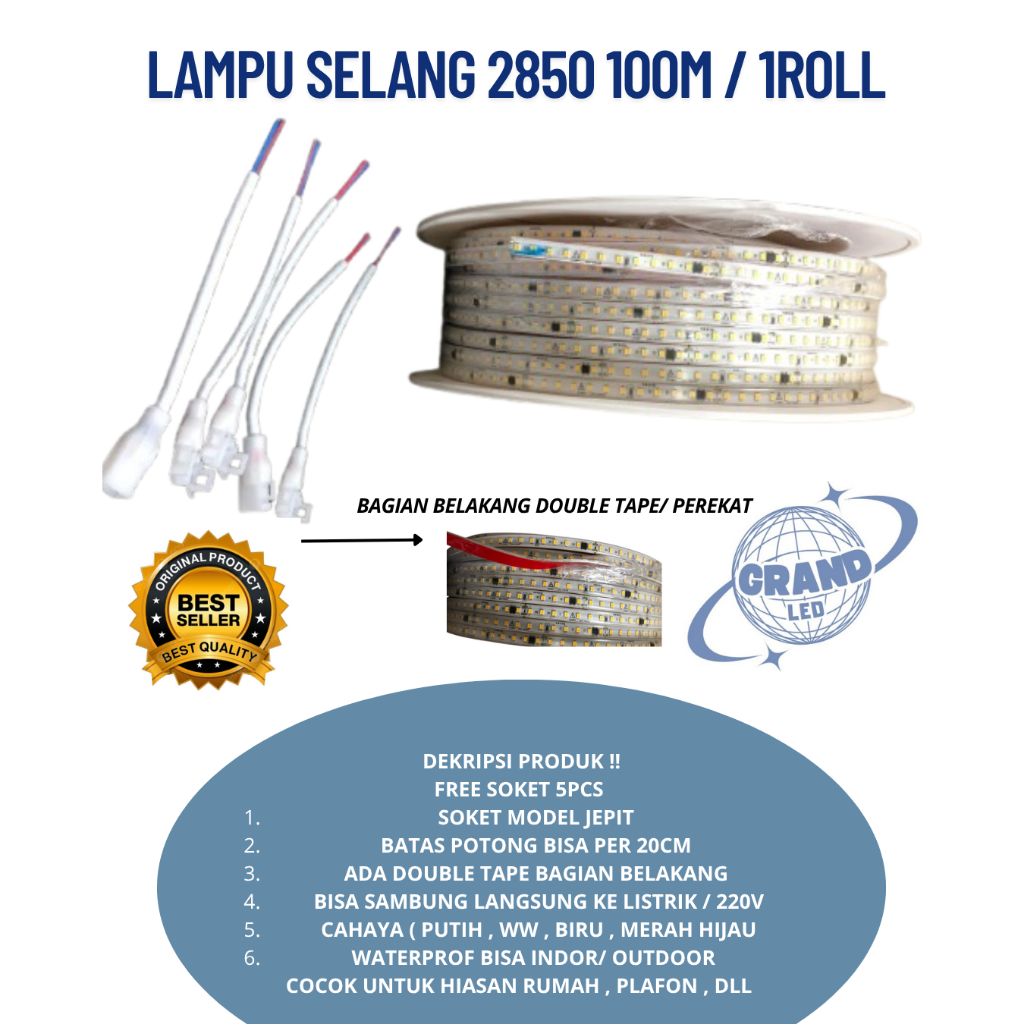Jual LAMPU STRIP 120 LED SELANG 2850, 100 METER 1 ROLL TERMASUK INCLUDE ...