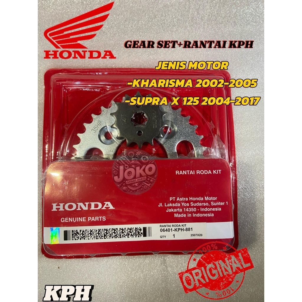 Jual GEAR SET+ RANTAI ORIGINAL KPH HONDA KARISMA, SUPRA X 125, GEAR SET ...