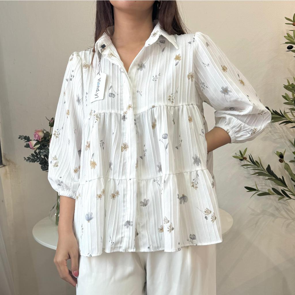 Jual Blouse Floral Wanita Korea Style / Atasan Cewek Lengan Panjang ...